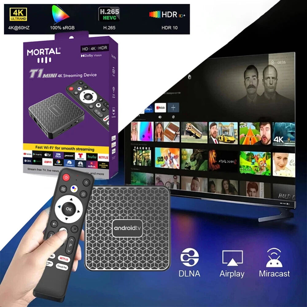 Mortal Smart TV Box T1 Mini Android 14 sa 4K podrškom i Dual WiFi 6 ...